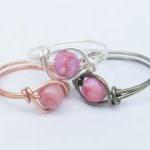 Pink Ring - Pink Matrix Jasper W/ Your Choice Of Wire Custom Size on Luulla