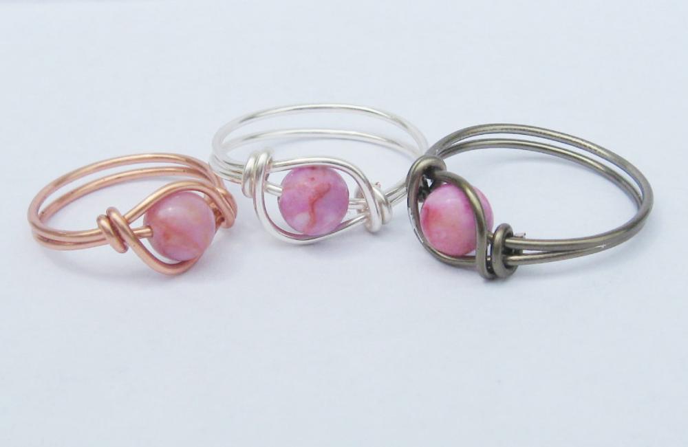 Pink Ring - Pink Matrix Jasper W/ Your Choice Of Wire Custom Size on Luulla