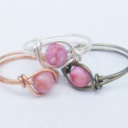 Pink Ring - Pink Matrix Jasper W/ Your Choice Of Wire Custom Size on Luulla