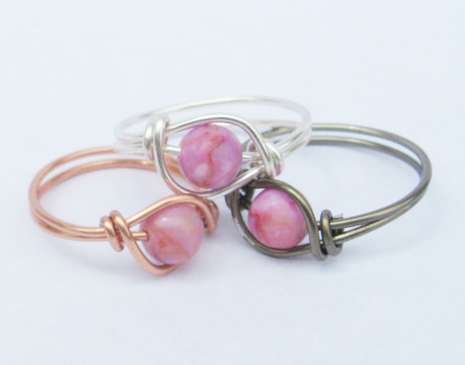 Pink Ring - Pink Matrix Jasper W/ Your Choice Of Wire Custom Size on Luulla