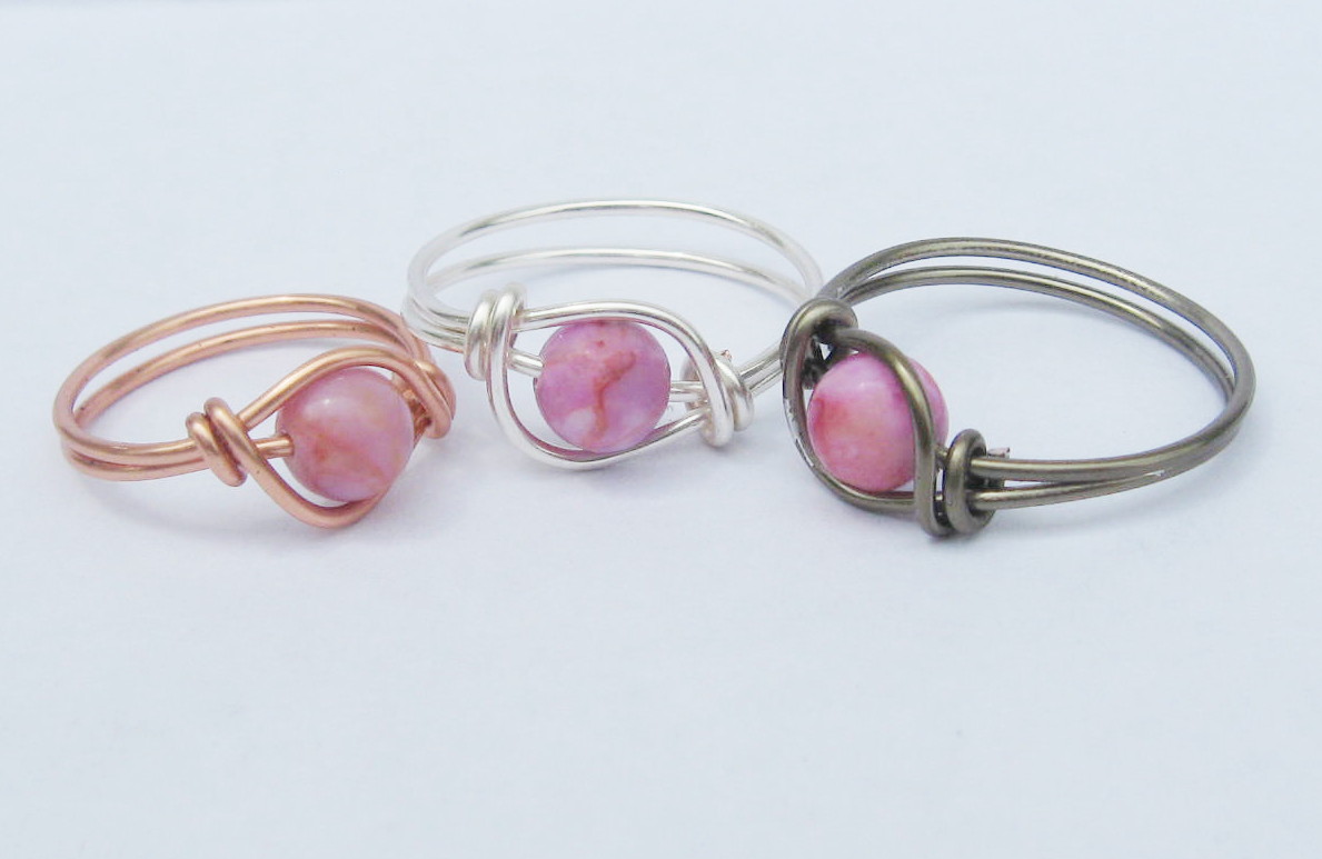 Pink Ring - Pink Matrix Jasper W/ Your Choice Of Wire Custom Size on Luulla