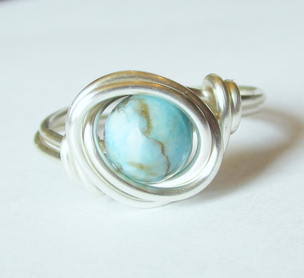 Turquoise And Silver Wire Wrapped Ring on Luulla